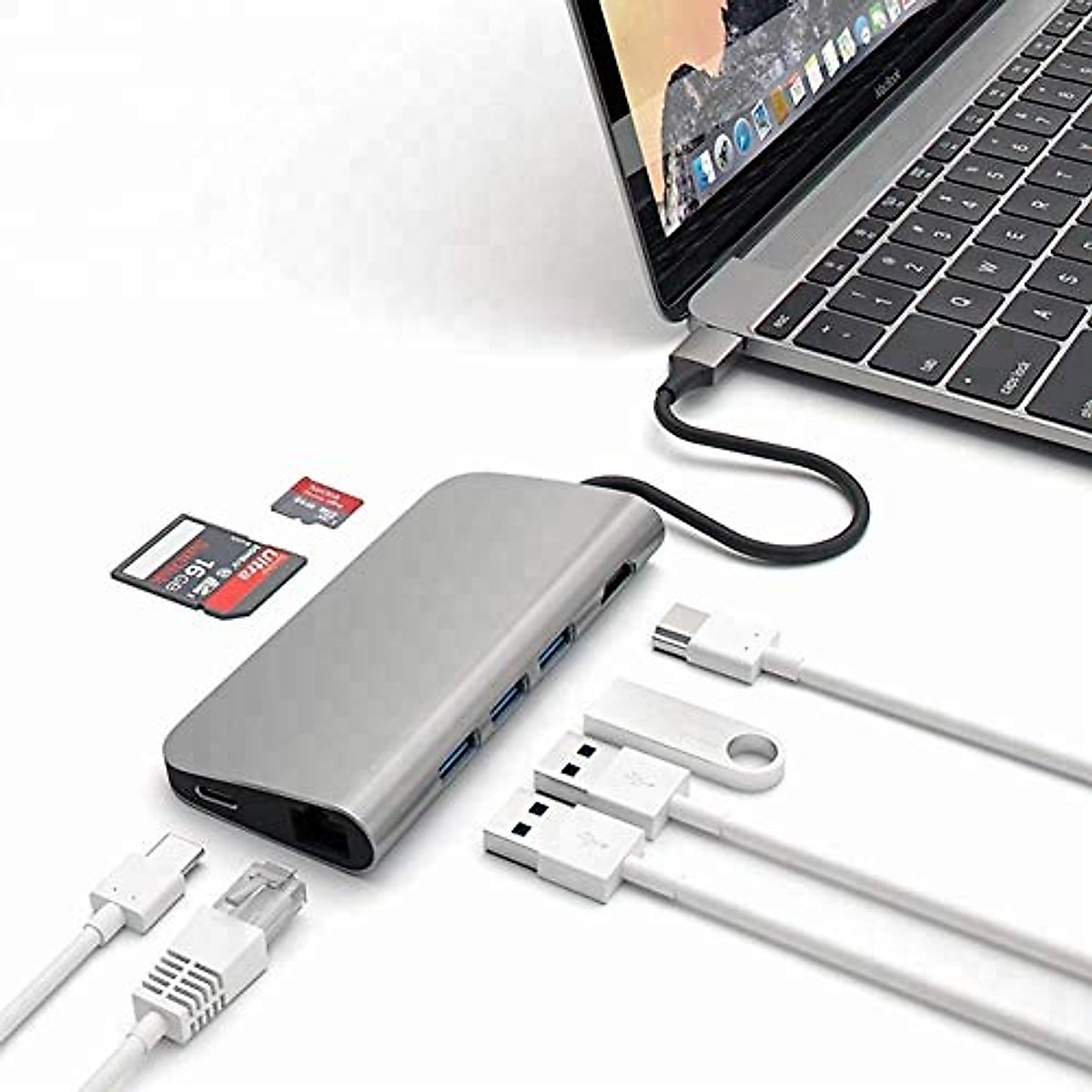 XUNMAIFHB Portable Docking Station,Type-c Dock Type-c to hdmi/Type-c hub Reader + Network Card hub USB3.0, RJ45, USB-C PD, 4K HDMI Fast Transmission