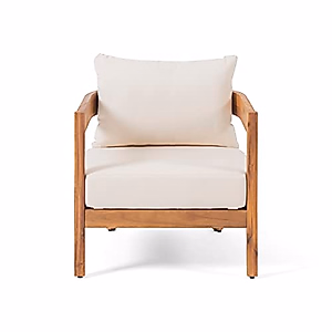 Christopher Knight Home 318048 Brooklyn Club Chair, Teak + Beige