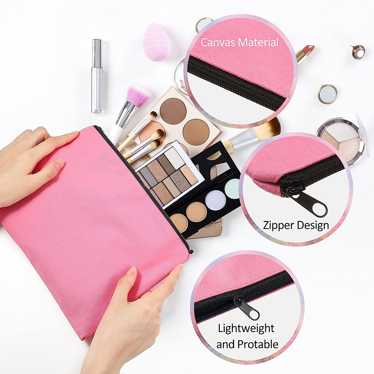 30 Pieces Canvas Makeup Bag Canvas Zipper Pouch Canvas Makeup Bags Bulk Canvas Cosmetic Bags Cosmetic Bags Bulk Multipurpose for Classroom School Office DIY Supplies,15 Colors (23.5 x 17.5 cm)