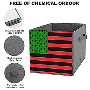 African American Flag Large Cubes Storage Bins Collapsible Canvas Storage Box Closet Organizers for Shelves