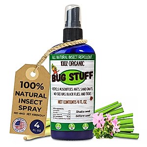 Bug Stuff All Natural Bug Spray | Keeps All Flying & Biting Insects Away | Bug Spray for Children & Pets | Made from 100% Organic Ingredients | 4 FL OZ Spray Bottle