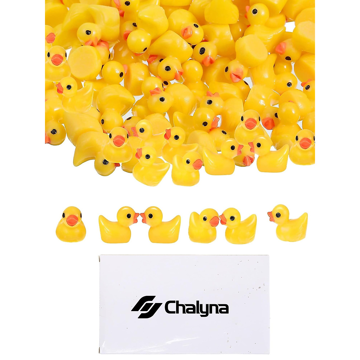 Chalyna 150 Pcs Mini Ducks Yellow Tiny Resin Ducks Bulk Mini Rubber Duckies Figures for Home Prank Game Micro Landscape Aquarium Dollhouse Ornament DIY Terrarium and Handmade School Project