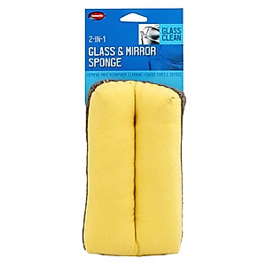 Carrand 45116 2-Sided Glass and Mirror Sponge, Yellow/Gray