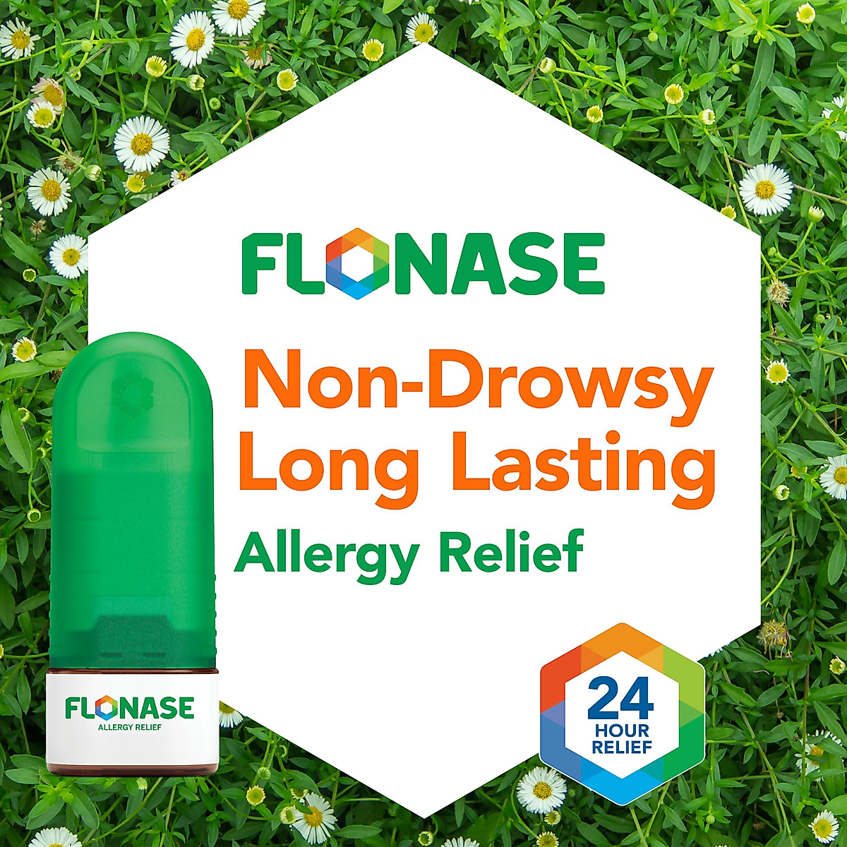 Flonase Allergy Relief Nasal Spray, 24-Hour Non-Drowsy Multi-Symptom Relief - 72 Sprays plus Bonus Pack of Tissues