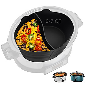 Horuhue Silicone Slow Cooker Liners Fit for Crockpot & Hamilton Beach 6-7QT, Silicone Slow Cooker Divider Liner, Reusable/BPA Free/Slow Cooker Accessories Cooking Liner for Most 6 Quart Slow Cooker