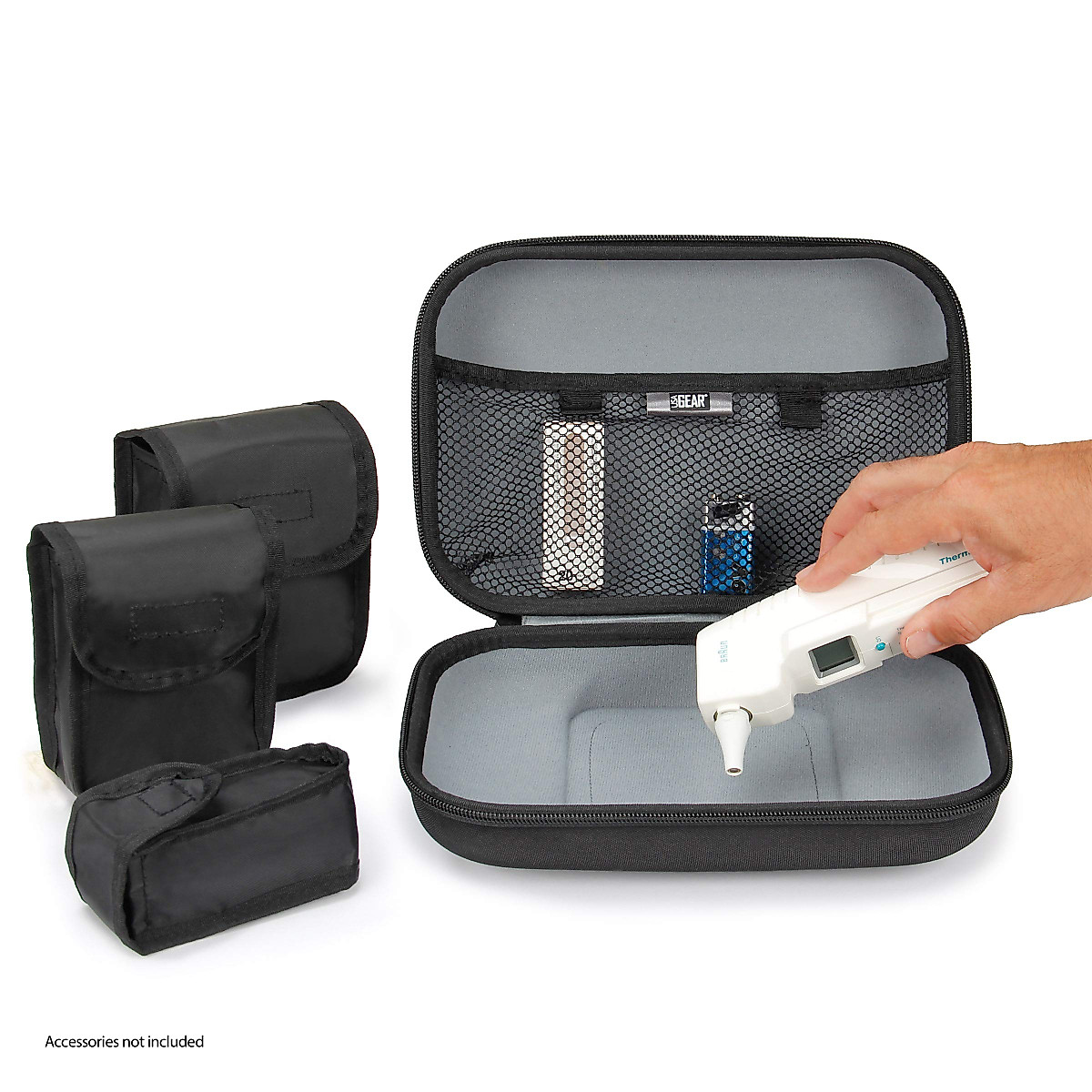 USA GEAR Case for Medical Thermometer - Thermometer Case for Temporal Scanner Thermometer, Infrared Thermometer, Ear Thermometer Compatible with Braun ThermoScan, Goodbaby, QQcute, Exergen and More