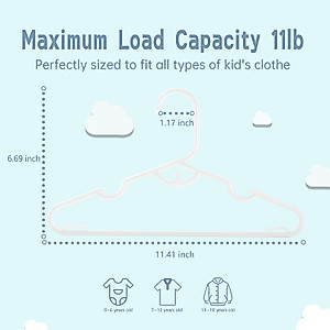 trusir Kids Plastic Hangers, 100 Pack, 11.5 Inch, White, Ideal for Closet, Baby and Toddler Clothes