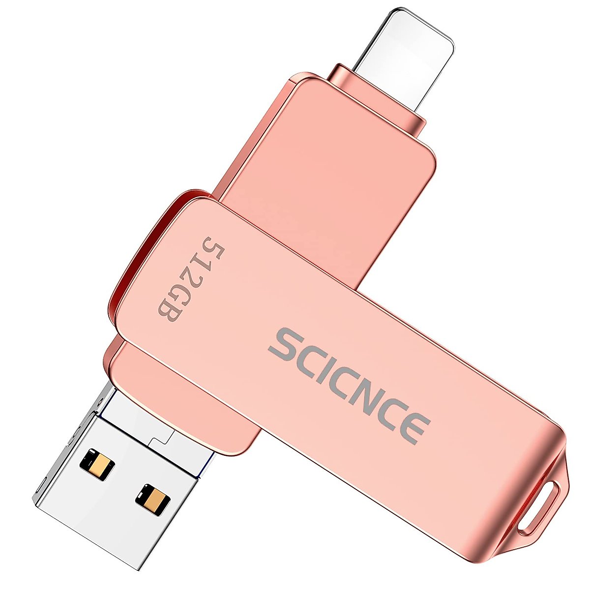 SCICNCE USB 3.0 Flash Drive 512GB Intended for iPhone, USB Memory Stick External Storage Thumb Drive Photo Stick Compatible with iPhone, Android and Computer (Rose Gold)