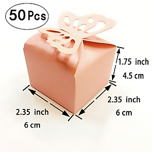Pink Butterfly Candy Treat Boxes Set Wedding Party Favors Mother’s Day Birthday Baby Shower Party Small Gift Box Bulk Supplies 2x2x2 inch, 50pc