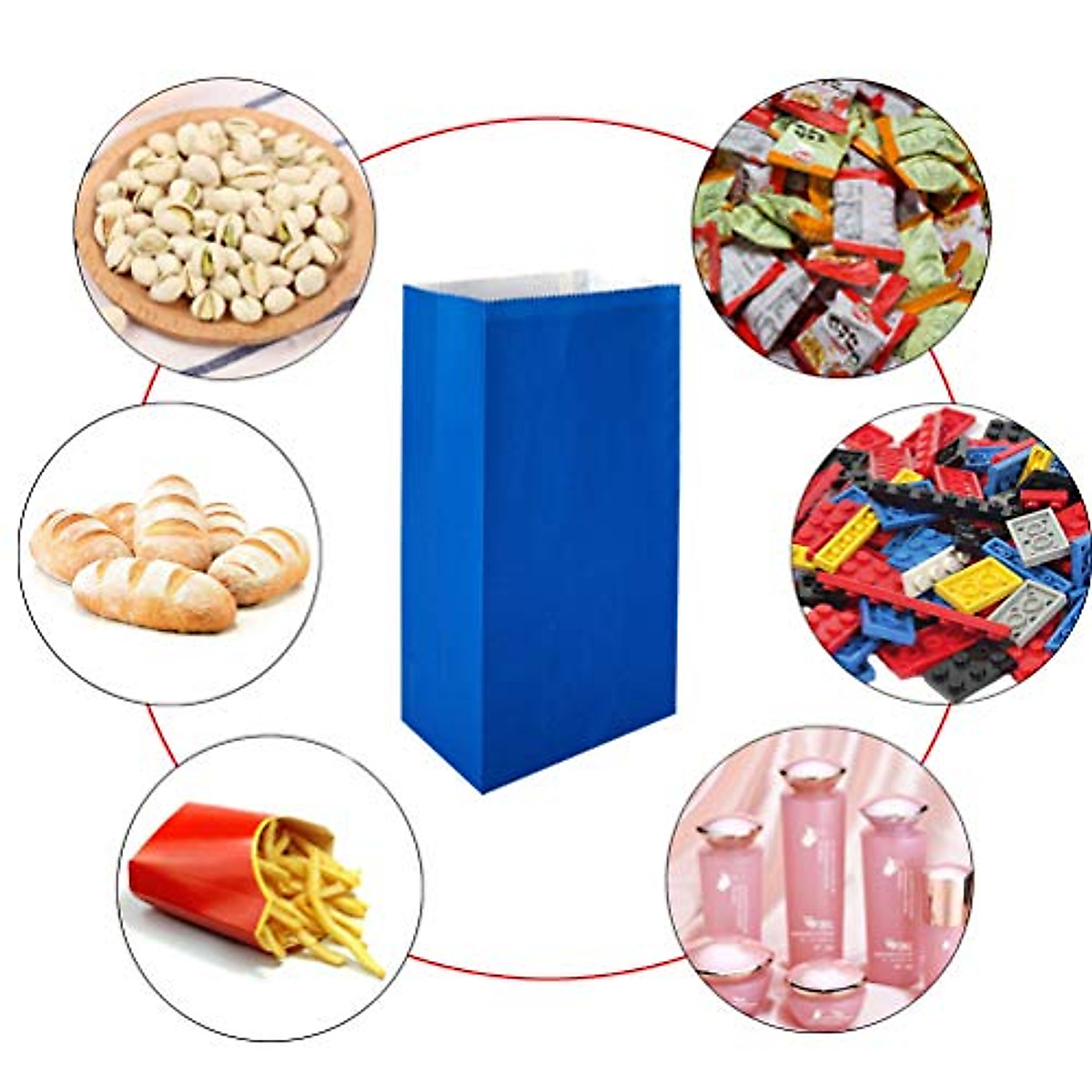 KEYYOOMY 100 CT Small Paper Bags Navy Blue Paper Party Bags for Wedding Shower Kid’s Birthday Party (Royal Blue, 100 CT, 3.1 X 5.1 X 9.4 In)