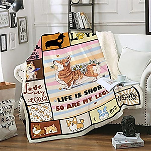 Corgi Gifts for Corgi Lovers, Cute Corgi Blanket, Lightweight Super Soft Cozy Throw Blanket for Sofa Bed Couch Chair Living Room 50 x 60 Inch, Corgi Gifts Christmas Birthday Gifts for Kids and Adults