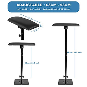 CAKMSMAO Professional Heavy Duty Iron Tattoo Armrest - Adjustable Height and Tilt, Leg Rest Stand with PU Leather Arm Bar Pad