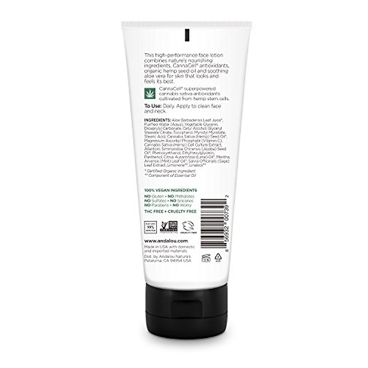 Andalou Naturals CannaCell MEN Comforting Face Lotion, 3.1 Ounce
