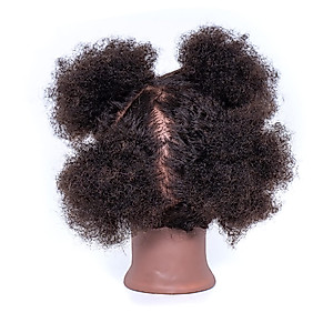 Afro Mannequin Head 100% Real Hair,Traininghead Styling Head Braid Hair, Dolls Head for Practicing Cornrows and Braids (Table Clamp Stand Included)