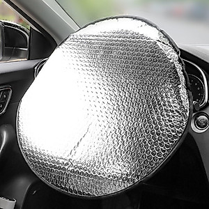 Steering Wheel Sun Shade Cover, Cooling Steering Wheel Cover, Anti-Heat Aluminum Foil Steering Wheel Cover, Steering Wheel Sun Block, Steering Wheel Covers Car Accessories for Cars, Trucks, SUVs