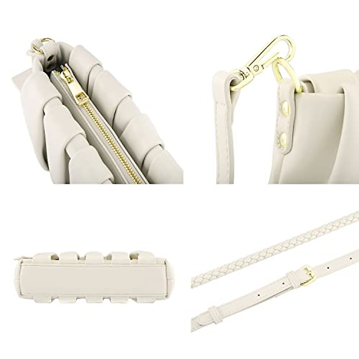 CHIC DIARY Clutch Purse for Women Small Tote Bag Crossbody Satchel Ruched Hobo Shoulder Handbag (Beige)