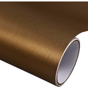 Stainless Steel Contact Paper Titanium Gold Look Self Adhesive Shelf Liner Peel and Stick Waterproof Wallpaper for Kitchen Appliance Refrigerator Washing Machine 15.8 x 117 Inches