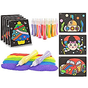 Mistari Peel and Sand Art Kits Sheets for Kids with 27 Sheets Sand Art Painting Cards and 2 Pcs Scratch Sticks Crafts (18 Colors+27 Sheets)