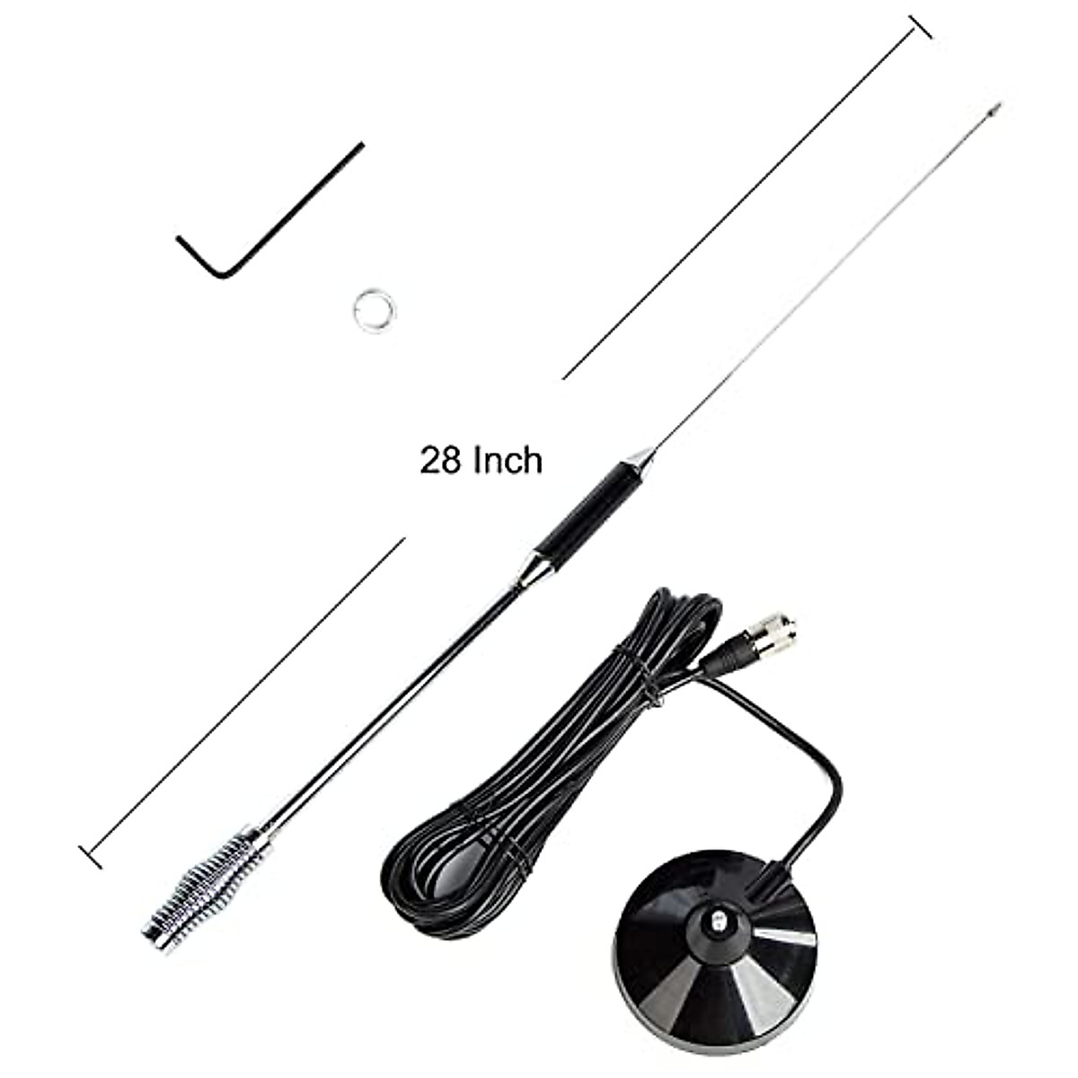 CB Antenna 28 inch 27 Mhz CB Radio Antenna Full Kit with Heavy Duty Magnet Mount Mobile/Car Radio Antenna Compatible with President Midland Cobra Uniden Anytone by LUITON