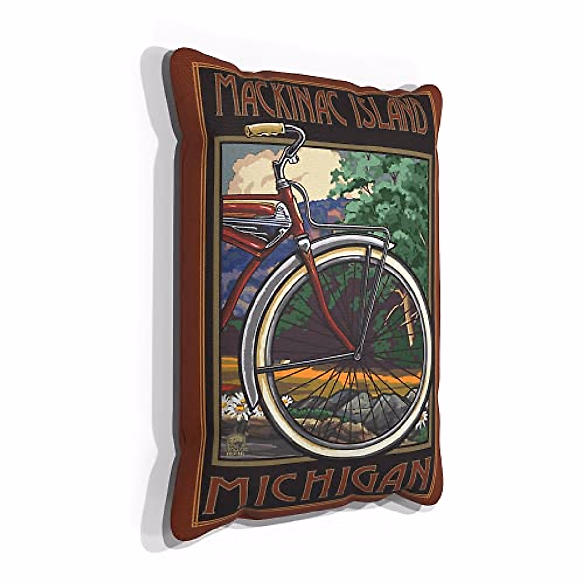 Mackinac Island Michigan Canvas Throw Pillow for Couch or Sofa at Home & Office from Travel Artwork by Artist Paul A. Lanquist 13" x 19".