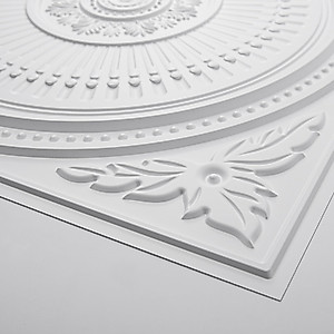 Art3d 12-Pack Drop Ceiling Tiles 2x2 FT, Decorative Easy Install PVC Ceiling Panels for Interior Kitchen Bathroom Basement, 24x24 Inch, White