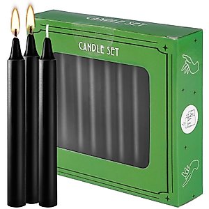 4 Inch Smokeless Black Taper Candles, Pack of 20, Long-Lasting Lighting Options for Dinners, Parties, Ceremonies and Shabbat, Burns 1.5 Hours Each