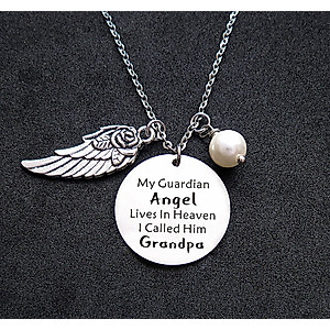 liduola Grandpa Memorial Gifts - My Guardian Angel Lives in Heaven I Called Him Grandpa - in Memory of Grandpa Cremation Necklace Grandfather Remembrance Gifts