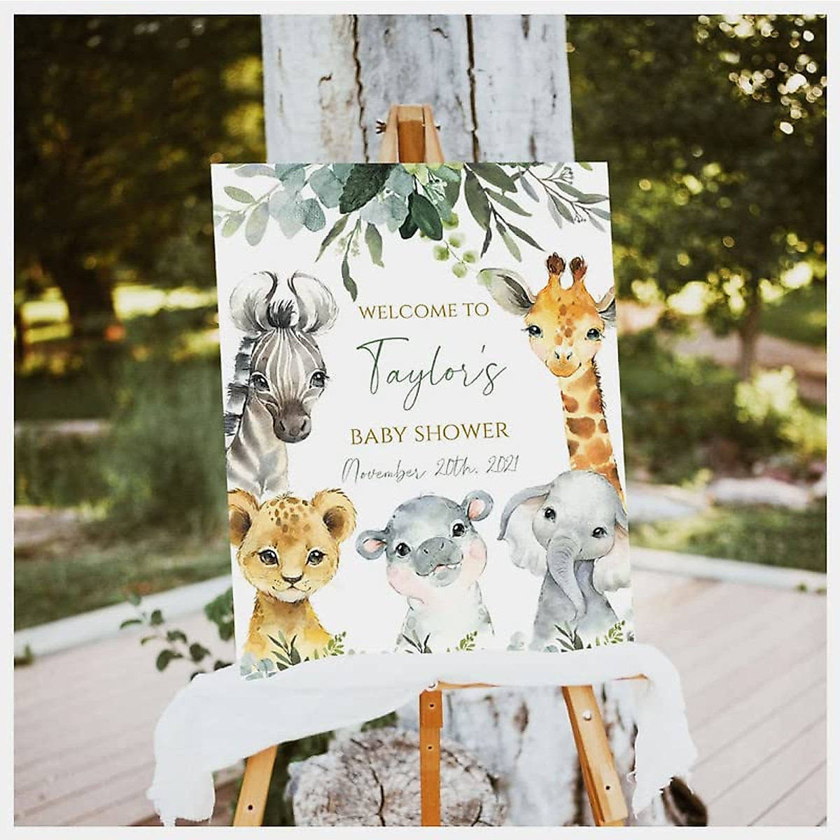 Safari Baby Shower Welcome Sign, Jungle Welcome Sign, Baby Shower Zoo Animal Welcome Sign, Sage Green Shower Decor, Woodland Baby Shower Welcome Sign