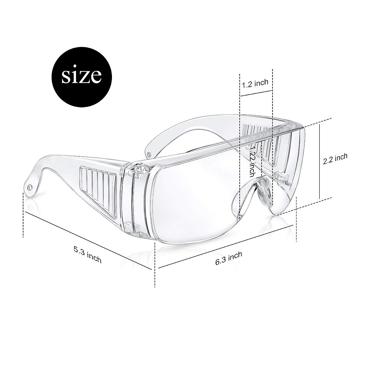 Frienda 6 Pairs Clear Safety Glasses Over Eyeglasses Goggles Clear Glasses Anti- Fog/Scratch Eye Protection Polycarbonate Protective Eyewear Safety Goggles For Shooting, Lab, Outdoor, Workplaces