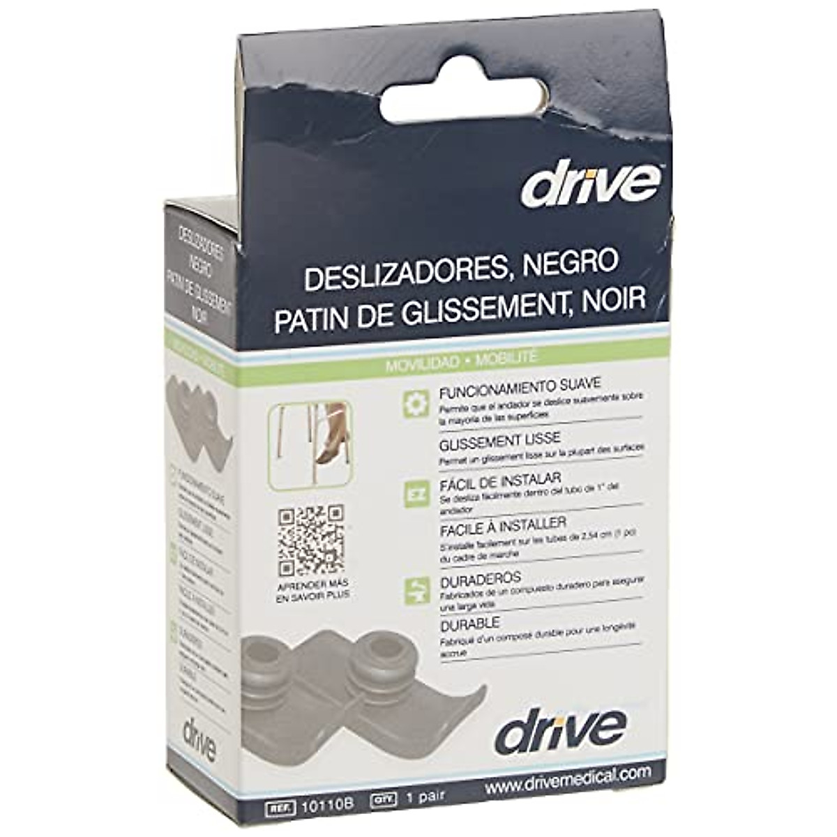 Drive Medical Walker Ski Glides, Black, 1 Pair