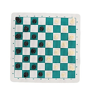 Alomejor Chess Game Set Roll Up Chess Board Set Portable International Chess for Family Gatherings Travel(King Height 95MM)
