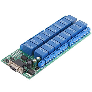 Jeanoko RS232 DB9 Female Interface 16-Channel Relay Board Serial Port Smart Module 8 Working Modes Relay Module for Automation Control