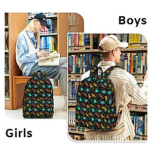 Psxnvid Dinosaur Backpack for Boys Girls, Cute School Bag Kids Travel Bag Book Bag Laptop bag with Double Side Pockets, Back to School Gifts Animal Print School Supplies for Teens