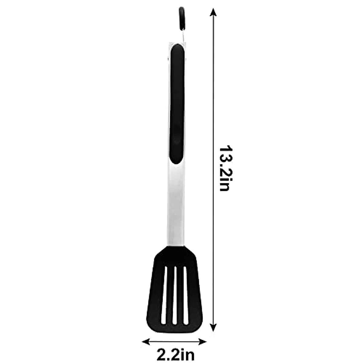 STARUBY Cooking Tongs 12 inches 2-Pack Stainless Steel Kitchen Silicone Serving Tongs Heat Resistant Grill Tongs Meat Turner Spatula Tongs Fish Tongs with Locking Handle Joint, Black