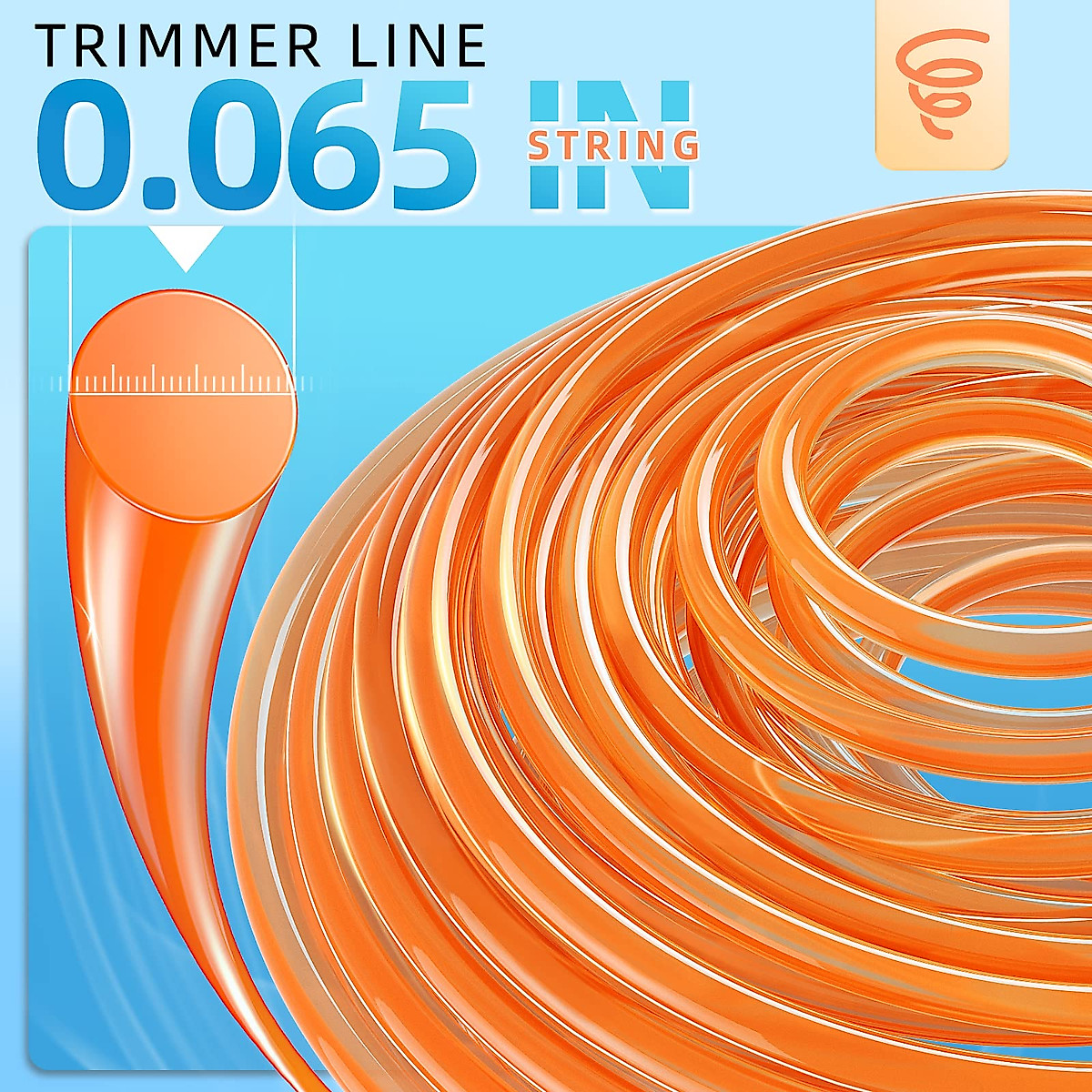 Weed Eater String, Eventronic 065 Trimmer Line of 580-Feet, Trimmer Line for Universal Replacement, Round Weed Wacker String Fits Medium& Heavy Grass&Weeds, String Trimmer Line of Orange Premium Nylon