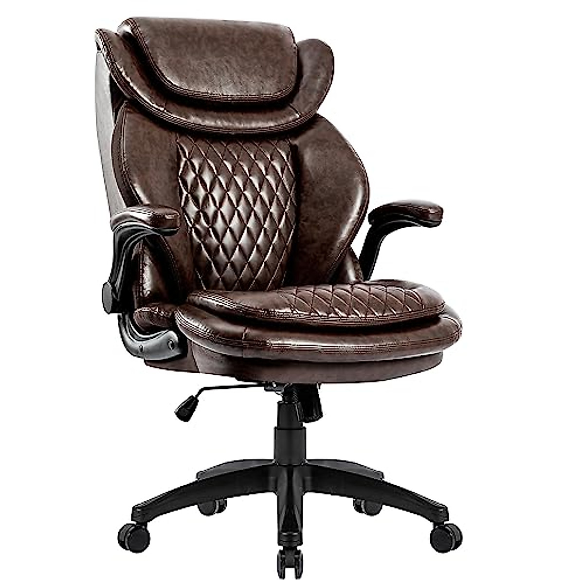 YI DANICA High Back Big & Tall 400lb Office Chair - Heavy Duty Base, Adjustable Tilt Angle Large Bonded Leather Ergonomic Executive Desk Computer Swivel Chair