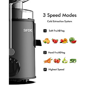 Juicer Machines, SiFENE 3" Big Mouth Centrifugal Juicer Extractor for Fruits & Vegetables (Gray)