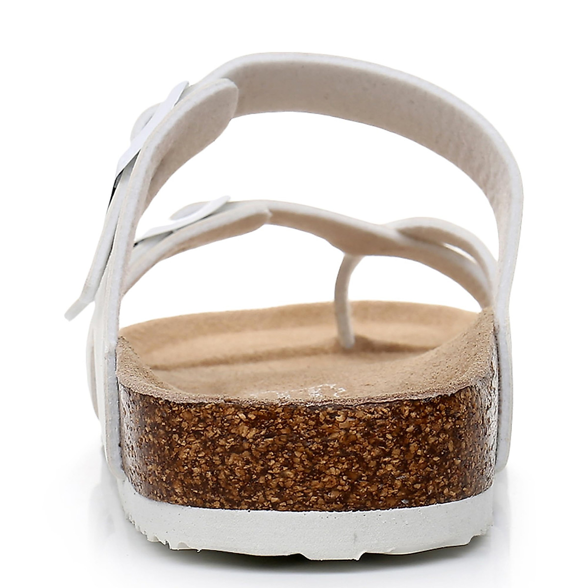 Women's Cork Footbed Sandals Cow Suede Slide Sandals for Women Toe Loop with Adjustable Strap Buckle Open Toe Beach Sandals