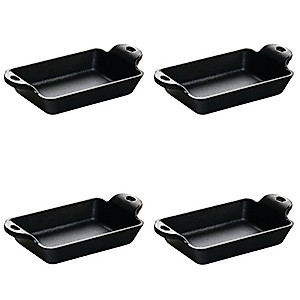 Lodge Cast Iron 10 Ounce Rectangle Mini Server, Set of 4