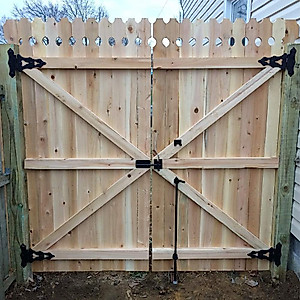 SANKINS 18" Cane Bolt Drop Rod Heavy Duty Gate Hardware Black Solid Steel Gate Ground Latch for Wood PVC Vinyl Metal Gates Fences Doors, Holding Gate to The Ground (1 Pack)