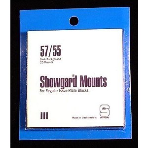 Showgard Pre-Cut Black Stamp Mounts Size 57/55