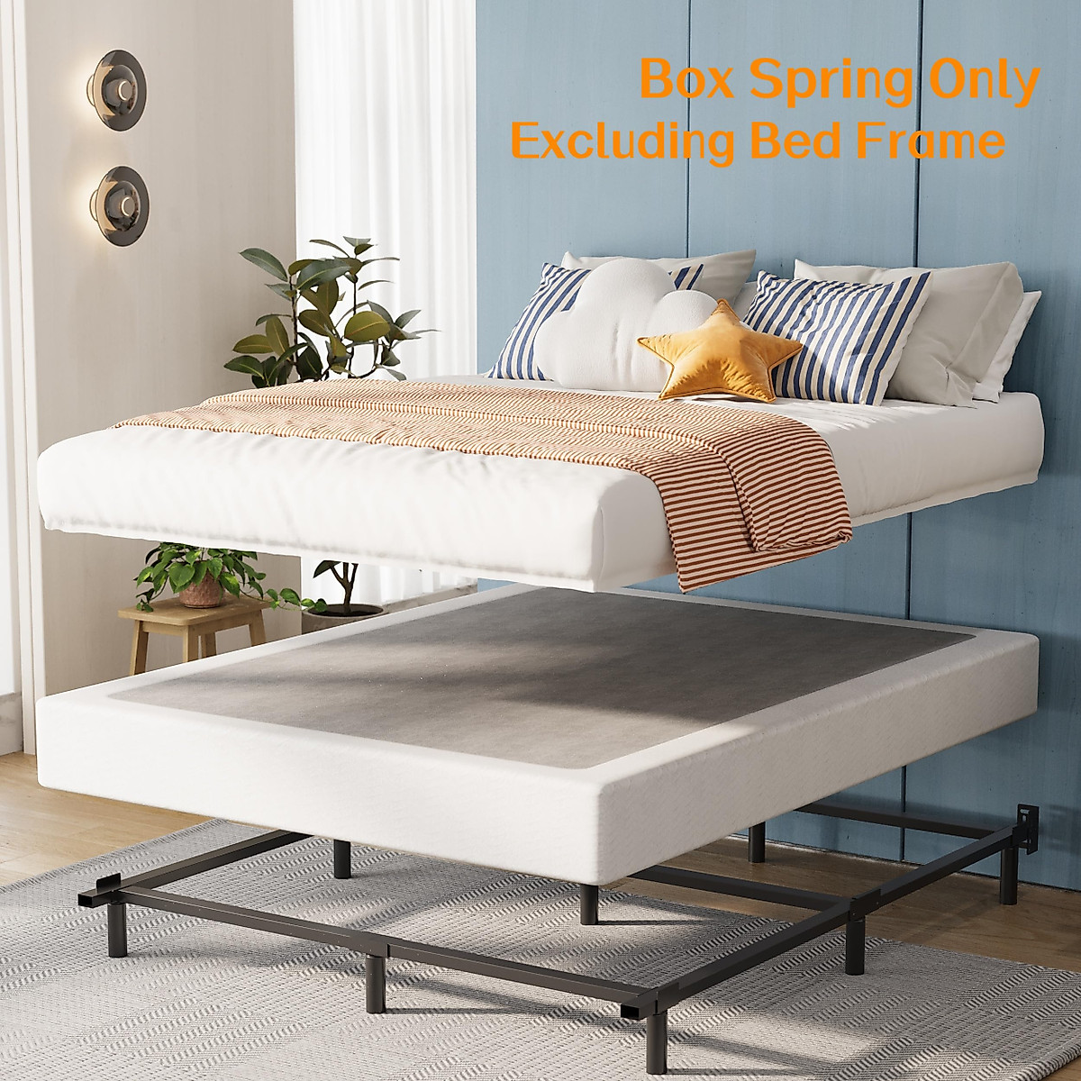 Daqutic King-Box-Spring, King Size Box Spring, 5 Inch Heavy Duty Box Spring King, Mattress Foundation, Quick Assembly, Noise Free
