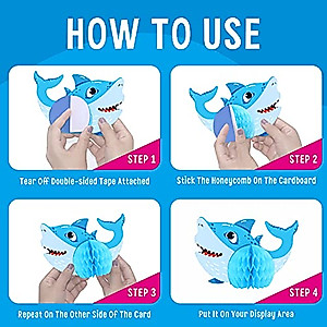 15 Pieces Sea Animal Honeycomb Centerpiece, Ocean Themed Marine Creature Decoration Table Honeycomb Party Supplies for Party Table, Birthday, Baby Shower