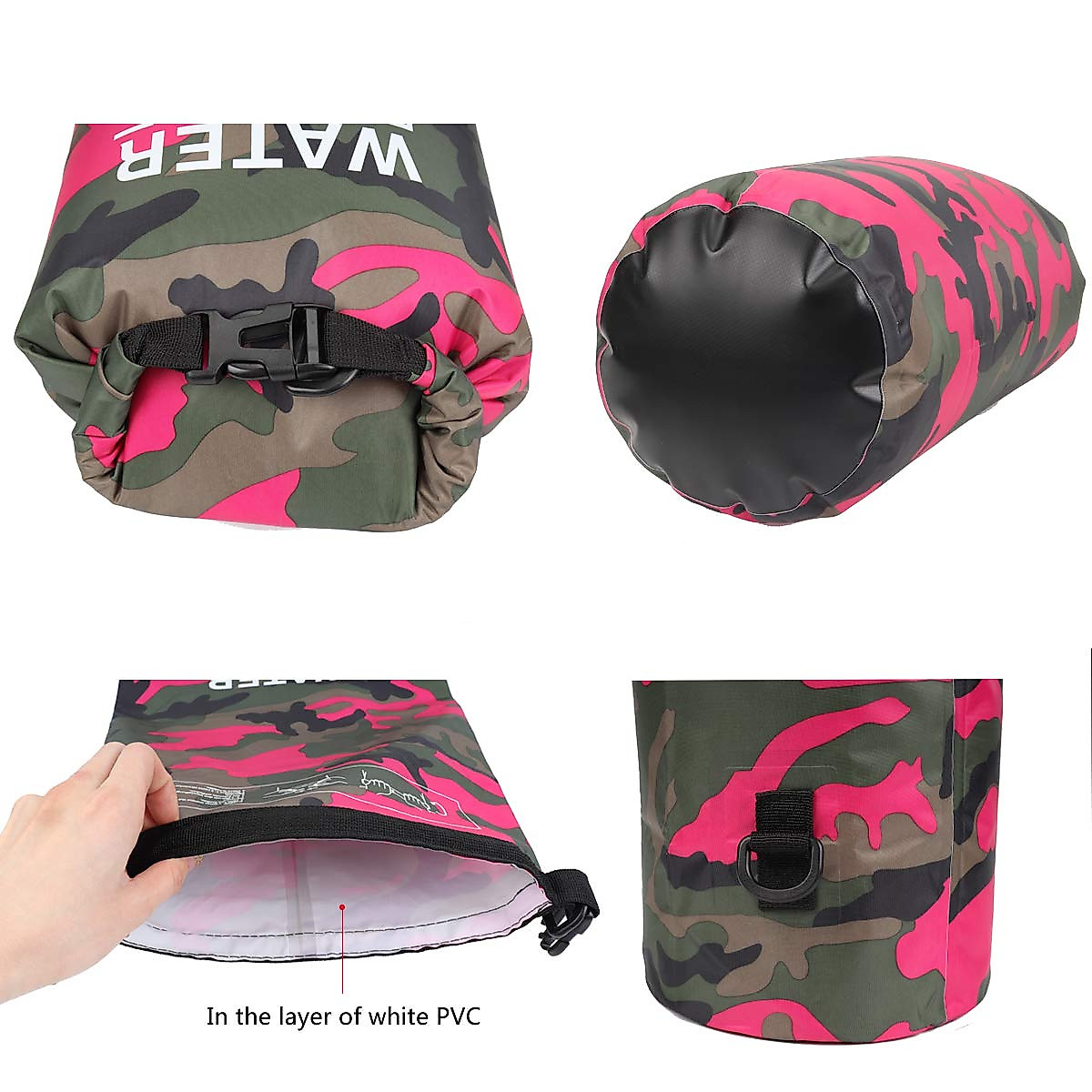 Loovit Waterproof Dry Bag 2L/5L/10L/15L/20L/30L, Roll Top Sack Keeps Gear Dry for Kayaking, Rafting, Boating, Swimming, Camping, Hiking, Beach, Fishing with Free Waterproof Phone Case (Rose red, 20L)