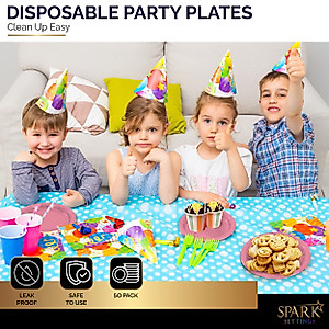 Amcrate Disposable Paper Plates Pink, 6 3/4 Inches Paper Dessert Plates, Strong and Sturdy Disposable Plates for Party, Dinner, Holiday, Picnic, or Travel Party Plates, Pack of 50