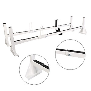 JMTAAT 68"-75" Adjustable 700 LBS Van Roof Mount Ladder Rack Compatible with Chevy Express Ford GMC Savana Steel(2 Bars)