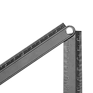 Folding Ruler, Aluminum Alloy Ruler 0-300mm Measurement Range Simple Angle Measurement Ruler 90°Folding Metal Stationery Ruler for Artists, Construction Workers, Designers, Carpenters