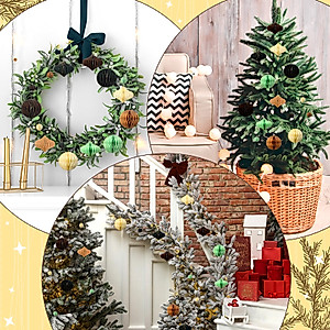 TecUnite 50 Pcs Glitter Christmas Party Decorations 3D Mini Glitter Edge Paper Honeycomb Ornament Honeycomb Tissue Hanging Ornament for Xmas Tree Decoration Wedding Birthday Party(Classic)