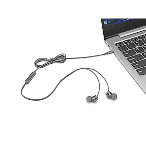 Lenovo - 110 Analog in-Ear Headphones - in-Line Microphone - 3.5mm Connectivity - Play & Pause Button - 3 Sizes of Ear Tips Included,Grey