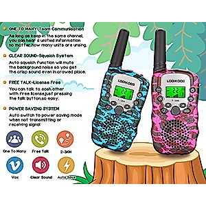 LOOIKOOS Walkie Talkies for Kids, 3 KMs Long Range Walky Talky Radio Kid Toy Gifts for Boys and Girls 3 Pack
